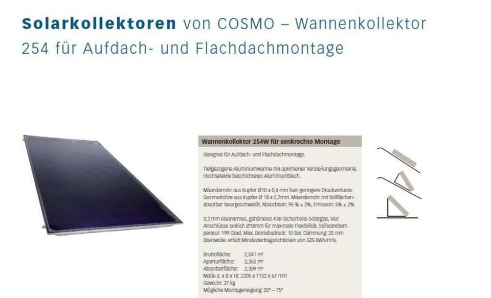 Cosmo Solarset 10,16m² Flachkollektor BAFA Solar Kollektor in Nordrhein ... Cosmo Solarset 10,16m² Flachkollektor BAFA Solar Kollektor in Nordrhein ...