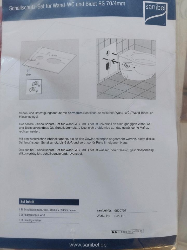 Schallschutz-Set für Wand-WC und Bidet RG 70/4 mm sanibel in Nordrhein ... Schallschutz-Set für Wand-WC und Bidet RG 70/4 mm sanibel in Nordrhein ...